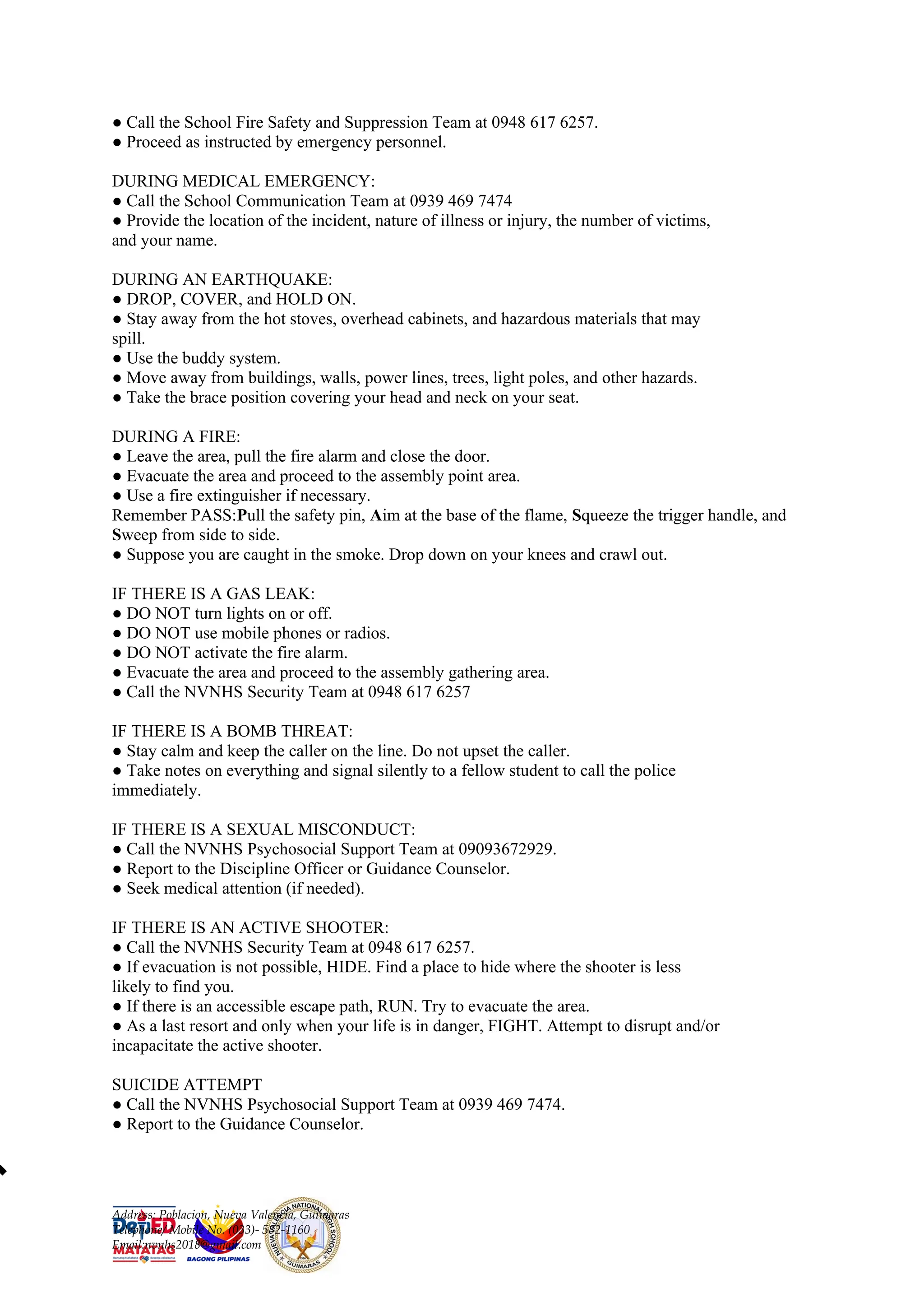 Emergency Procedures Earthquake Drill.,. | DOCX