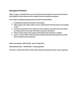 Emergency protocol | PDF