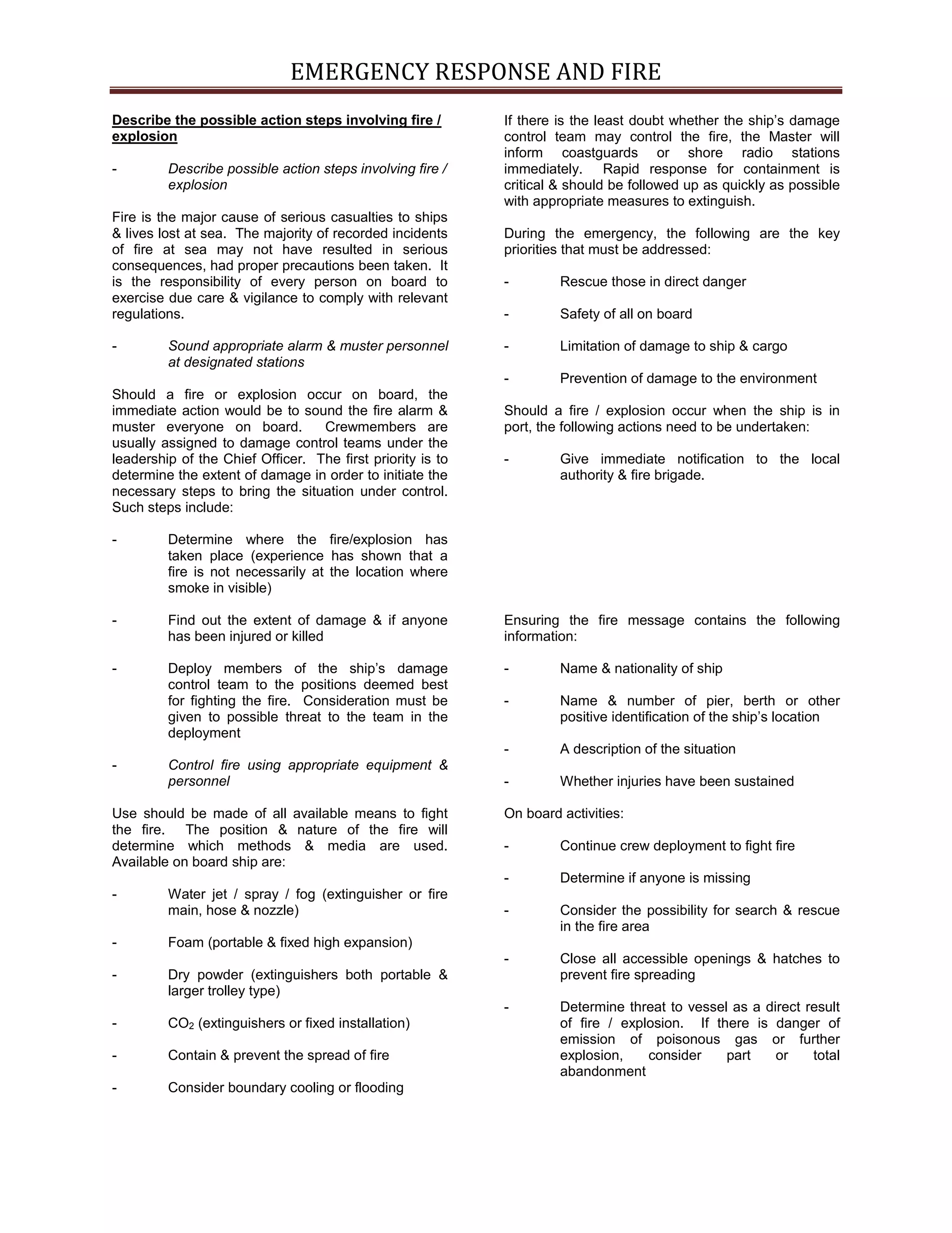 Emergency response | DOCX