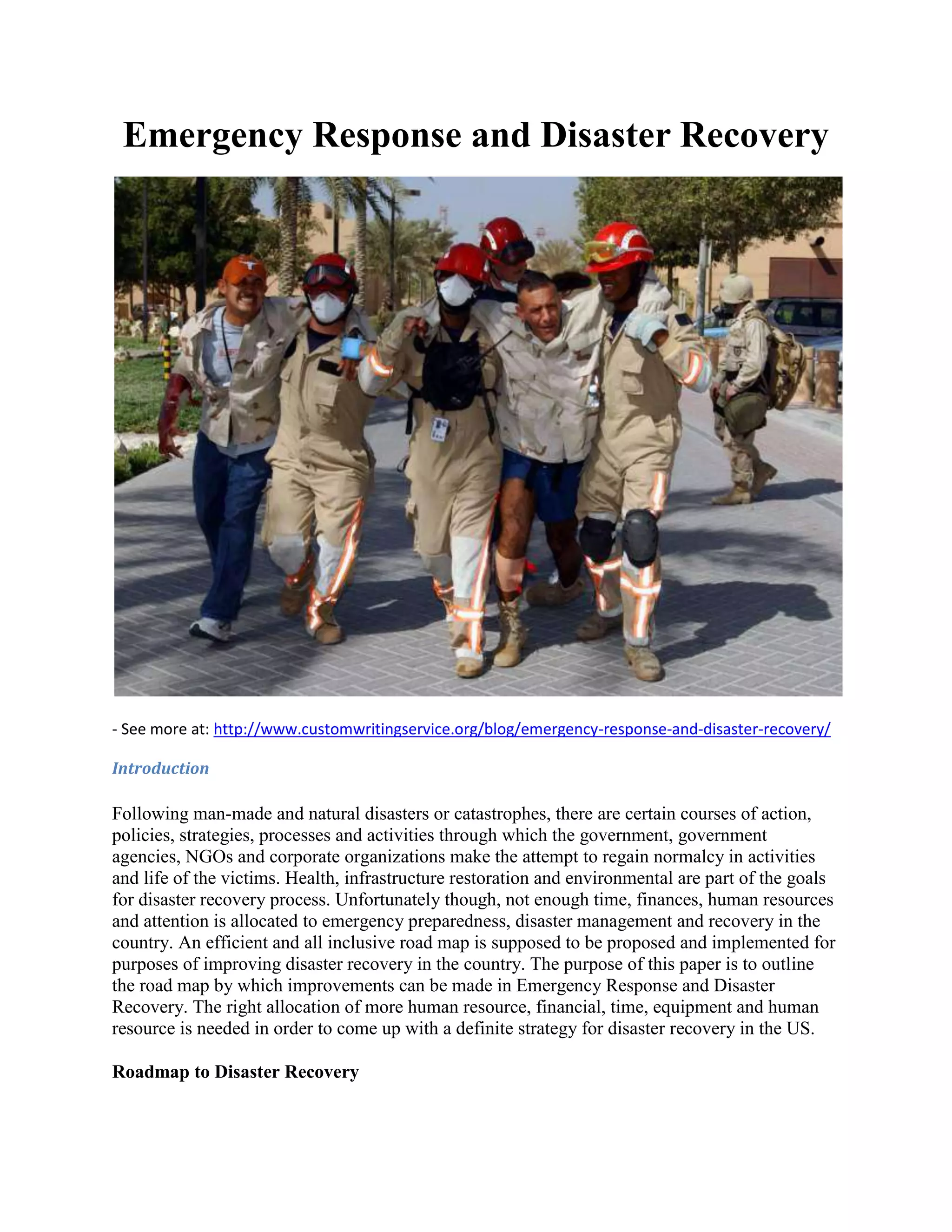Emergency response and disaster recovery | PDF