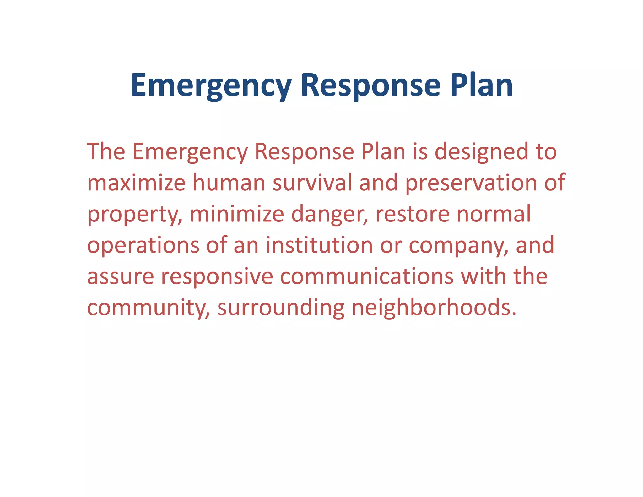 Emergency response plan | PDF