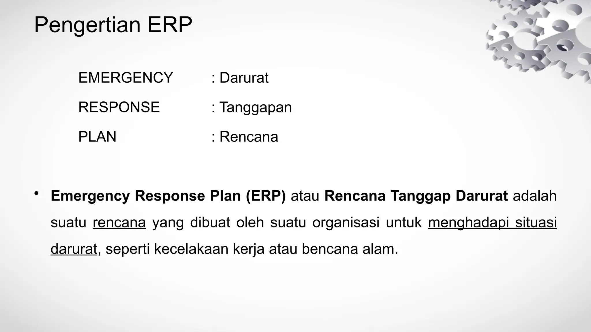 Presentasi K3 tentang - EMERGENCY RESPONSE PLAN | PPTX