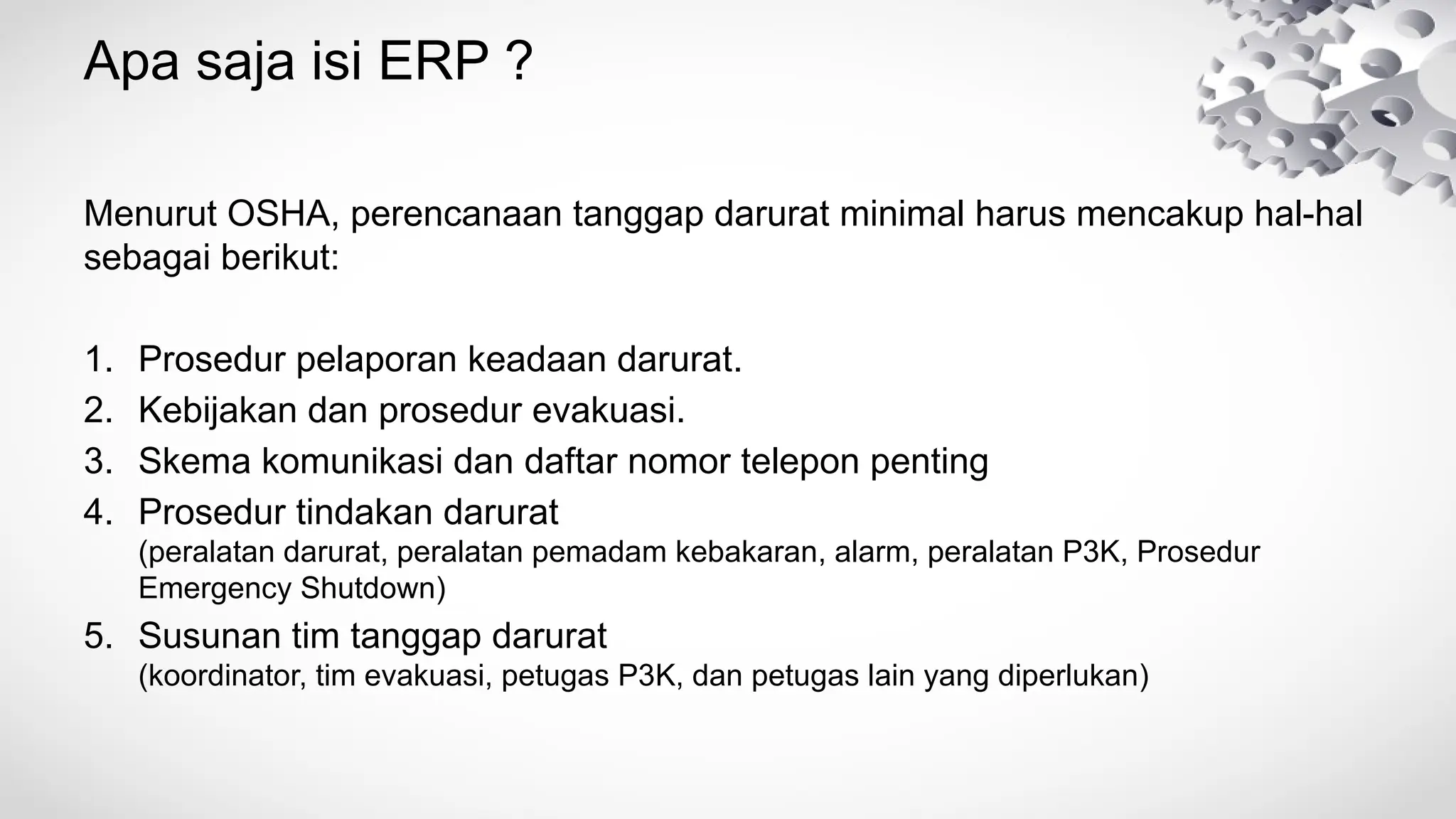 Presentasi K3 tentang - EMERGENCY RESPONSE PLAN | PPTX