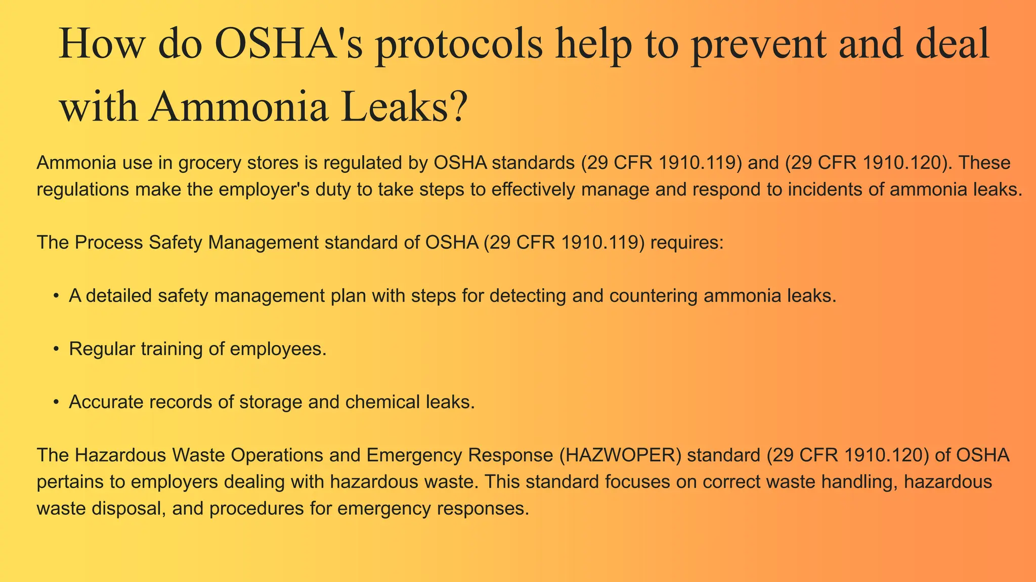 Emergency Response Plan for Ammonia Leaks in Grocery Stores | PPTX