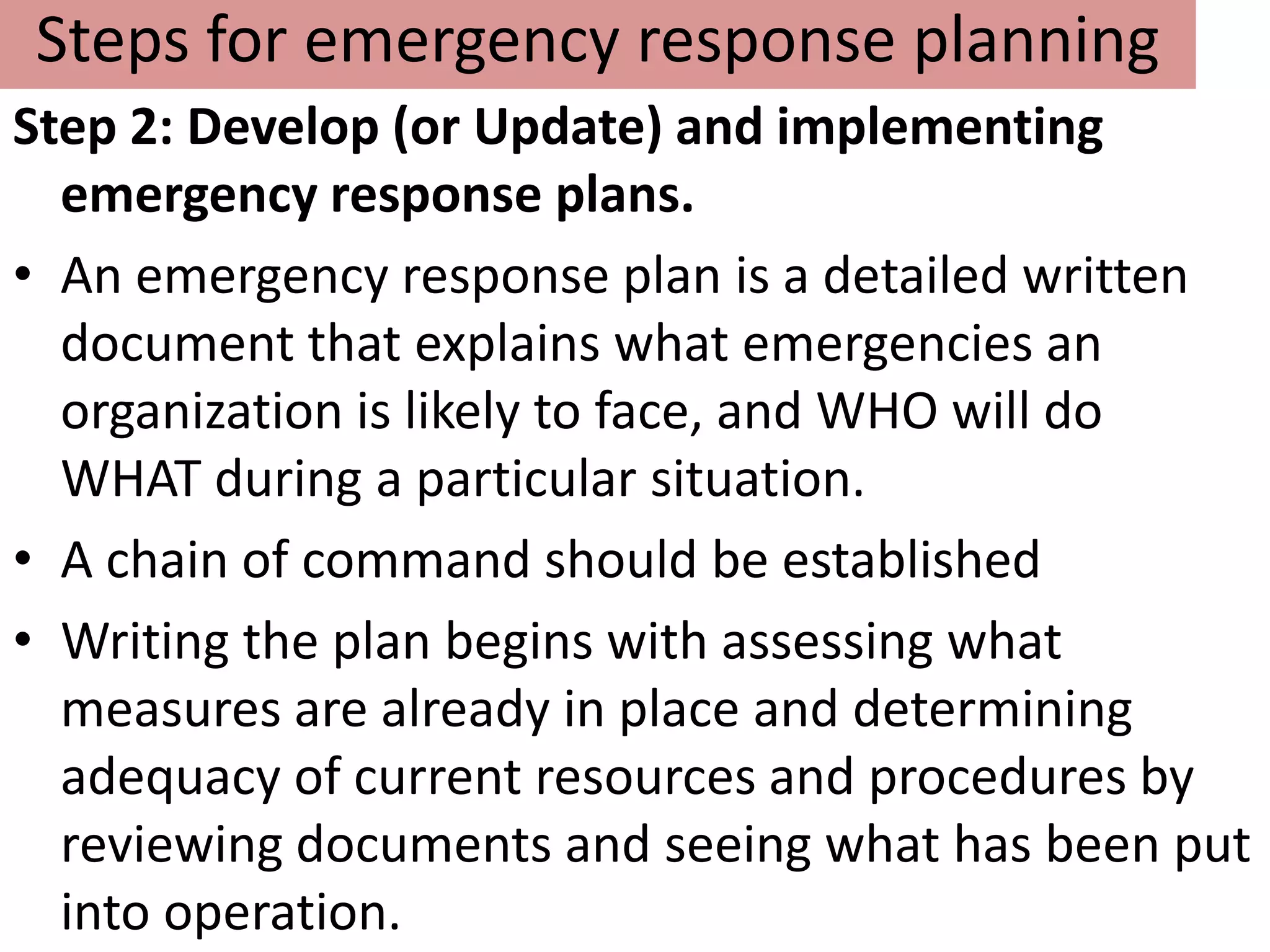 Emergency response planning and implementation | PPTX
