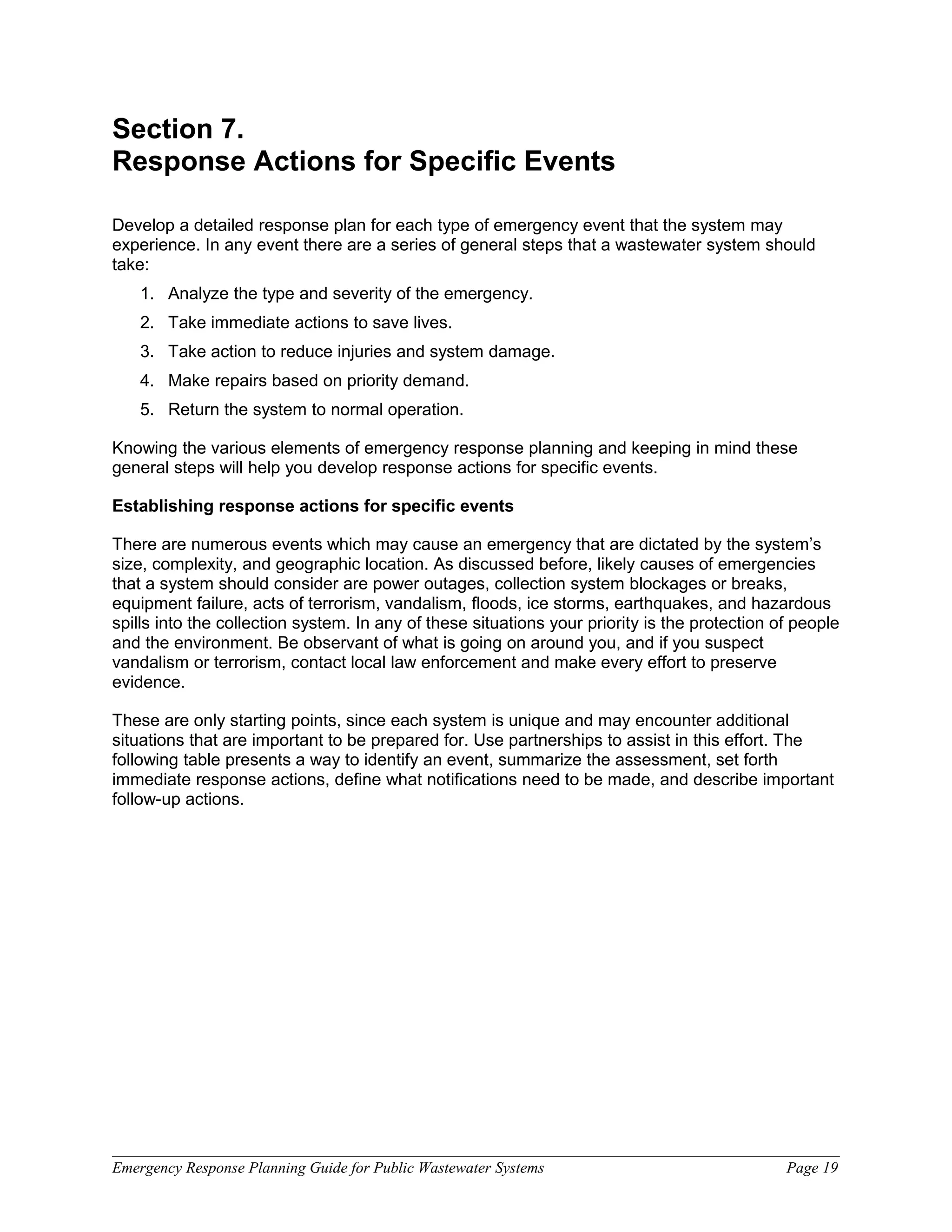 Emergency response planning guide for public wastewater syst | DOC