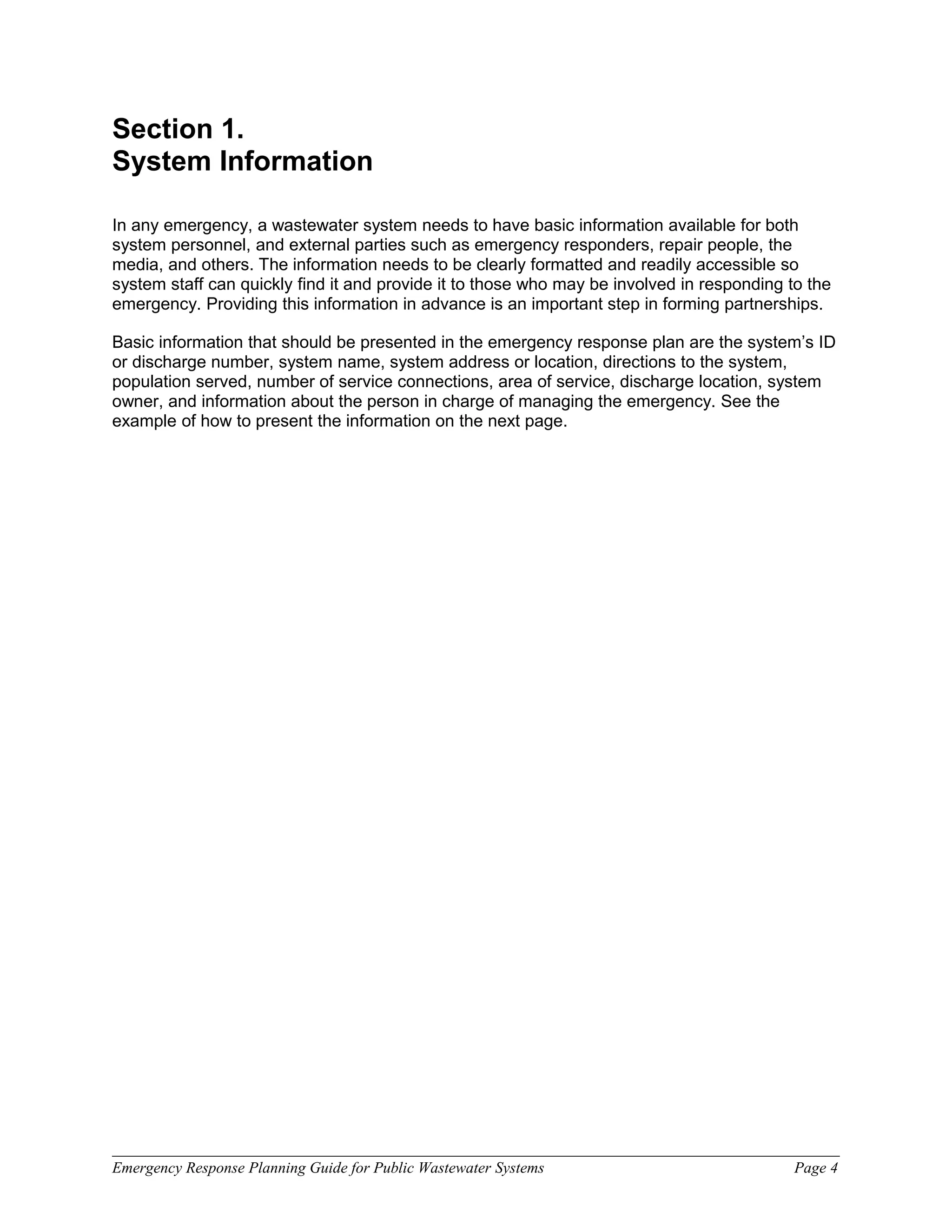 Emergency response planning guide for public wastewater syst | DOC