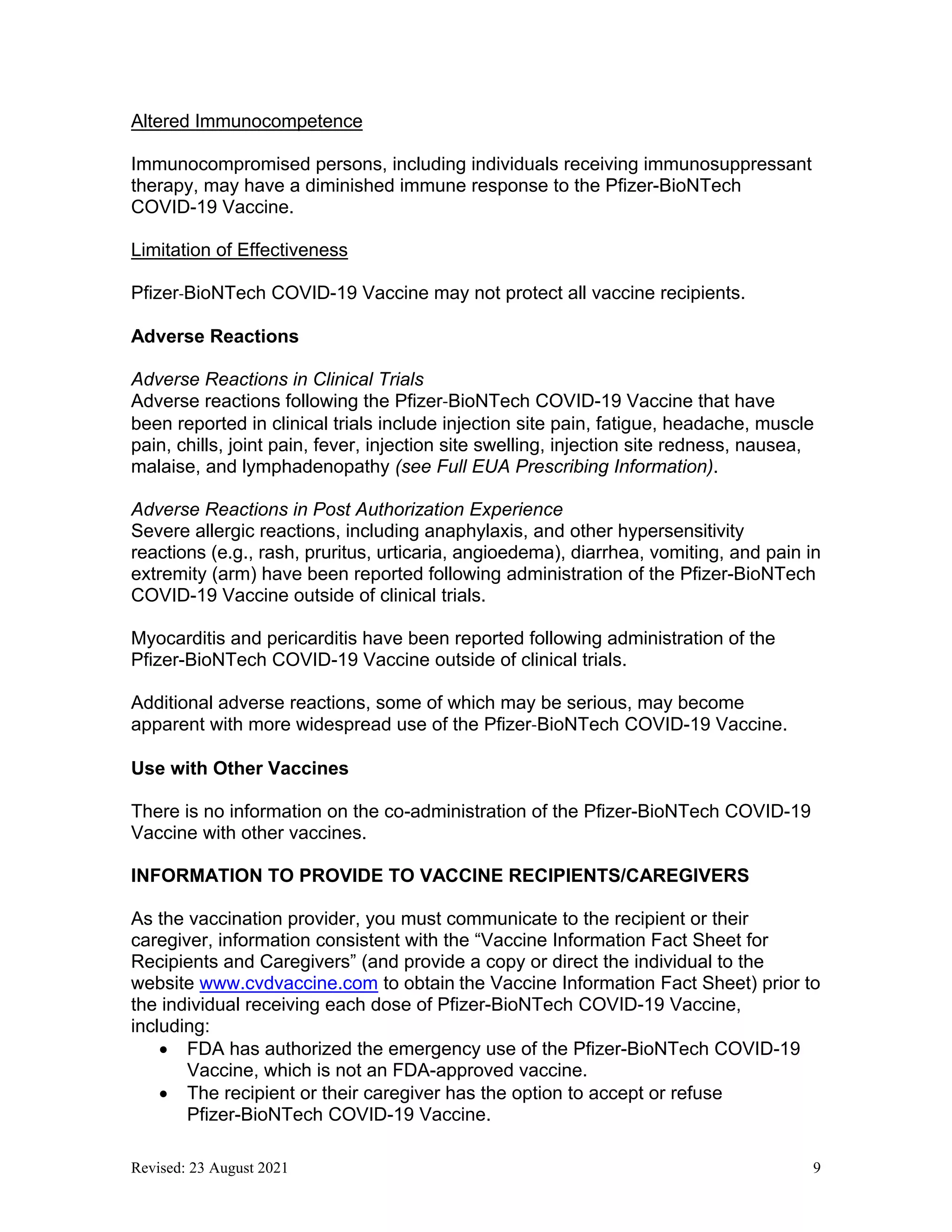 Emergency use full prescribing info hcp fact sheet pfizer | PDF