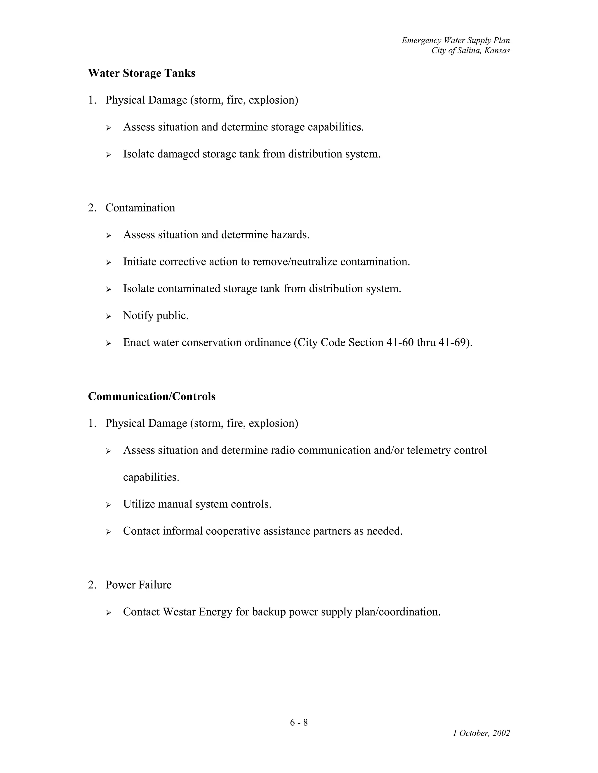 City of Salina--Emergency Water Supply Plan | PDF