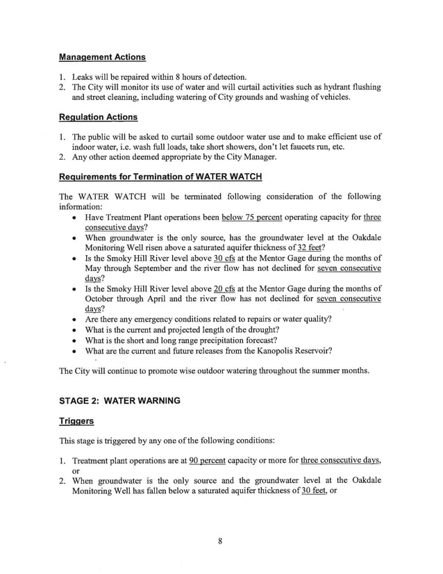 City of Salina--Emergency Water Supply Plan | PDF