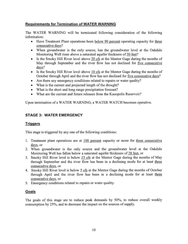 City of Salina--Emergency Water Supply Plan | PDF