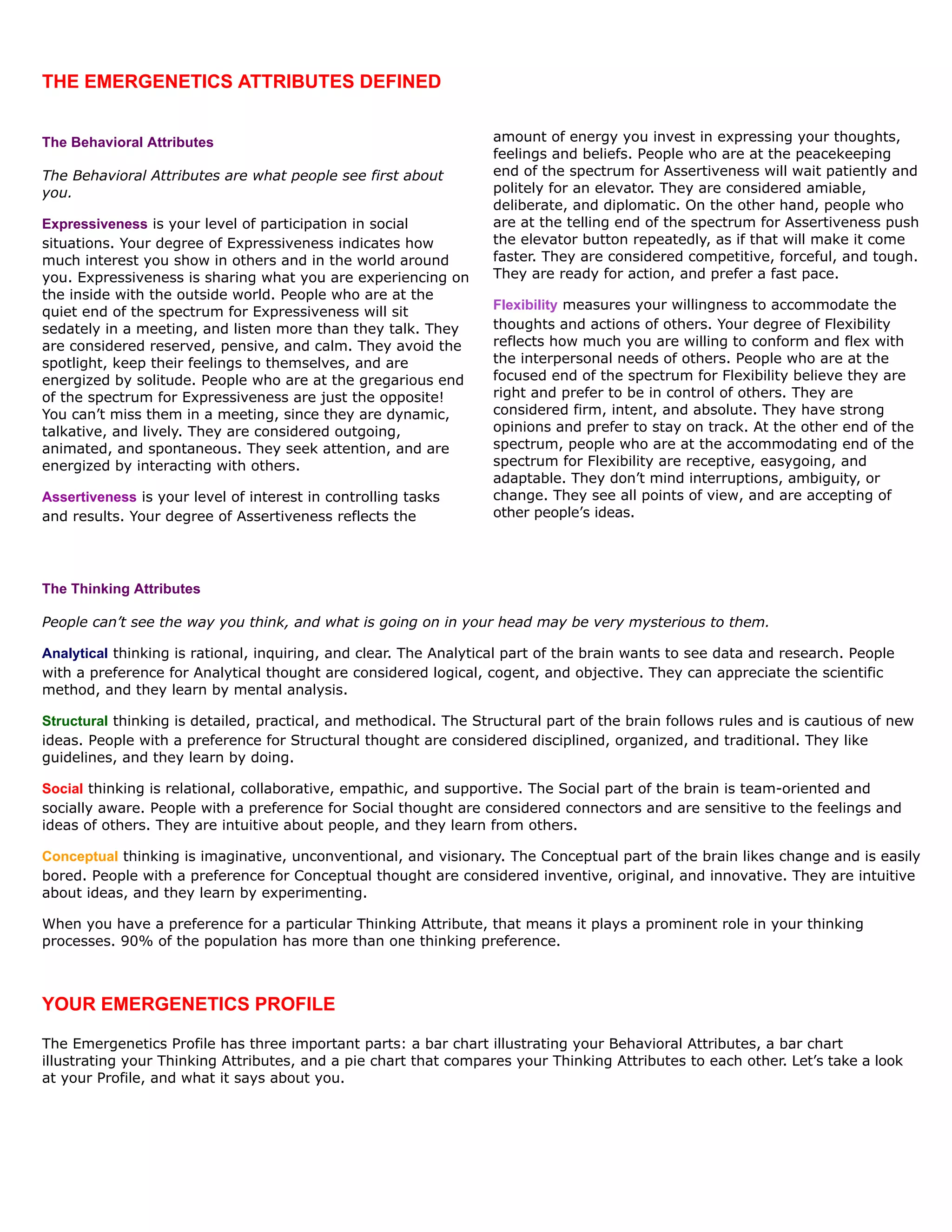 Emergentics Profile | PDF