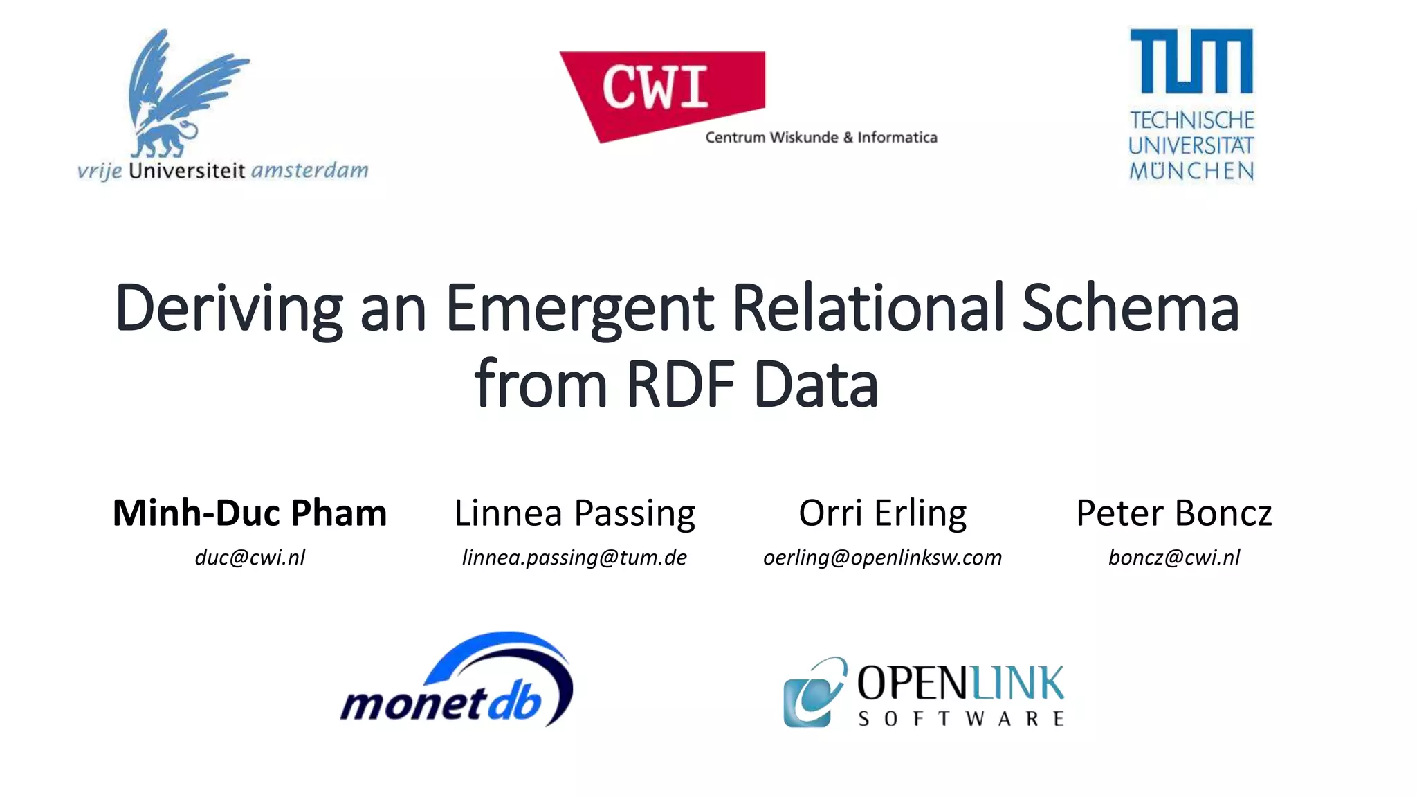 Deriving an Emergent Relational Schema from RDF Data | PPTX | Databases | Computer Software and ...