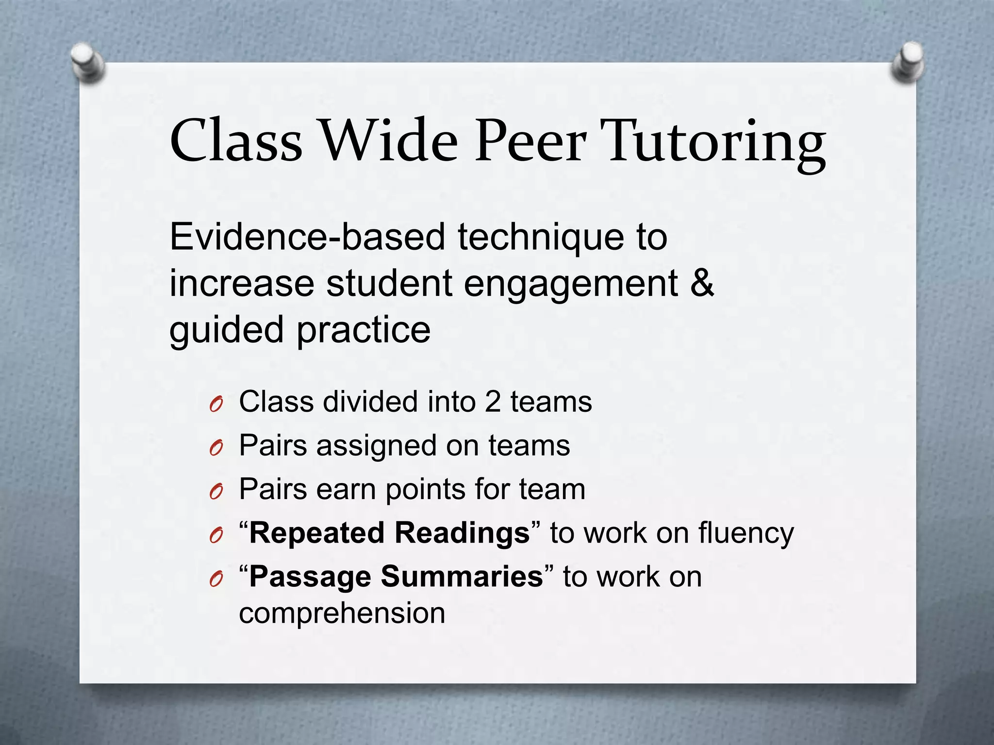 Classwide Peer Tutoring Project PPT2 | PPTX