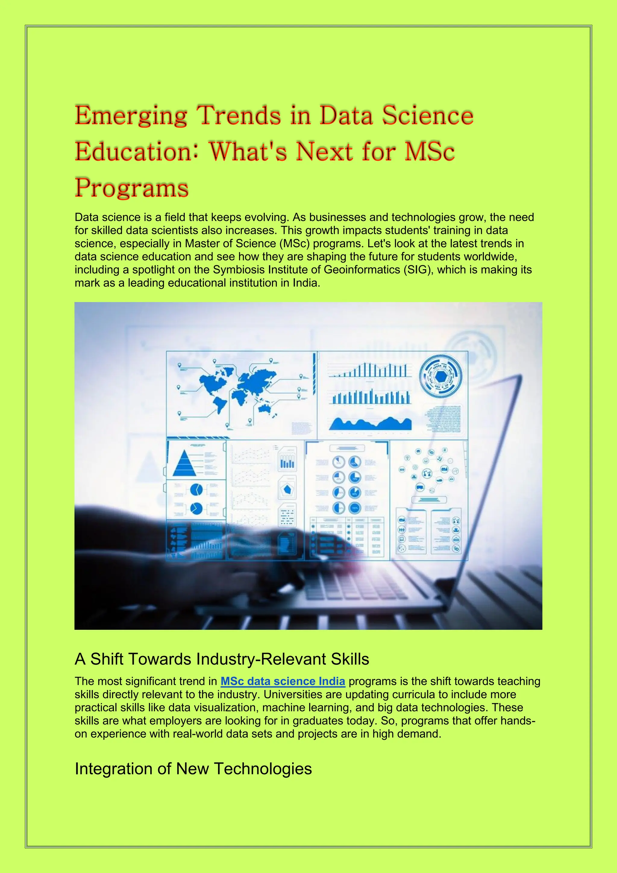 Emerging Trends in Data Science Education: What's Next for MSc Programs | PDF