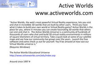 Intro to Virtual Worlds | PPT