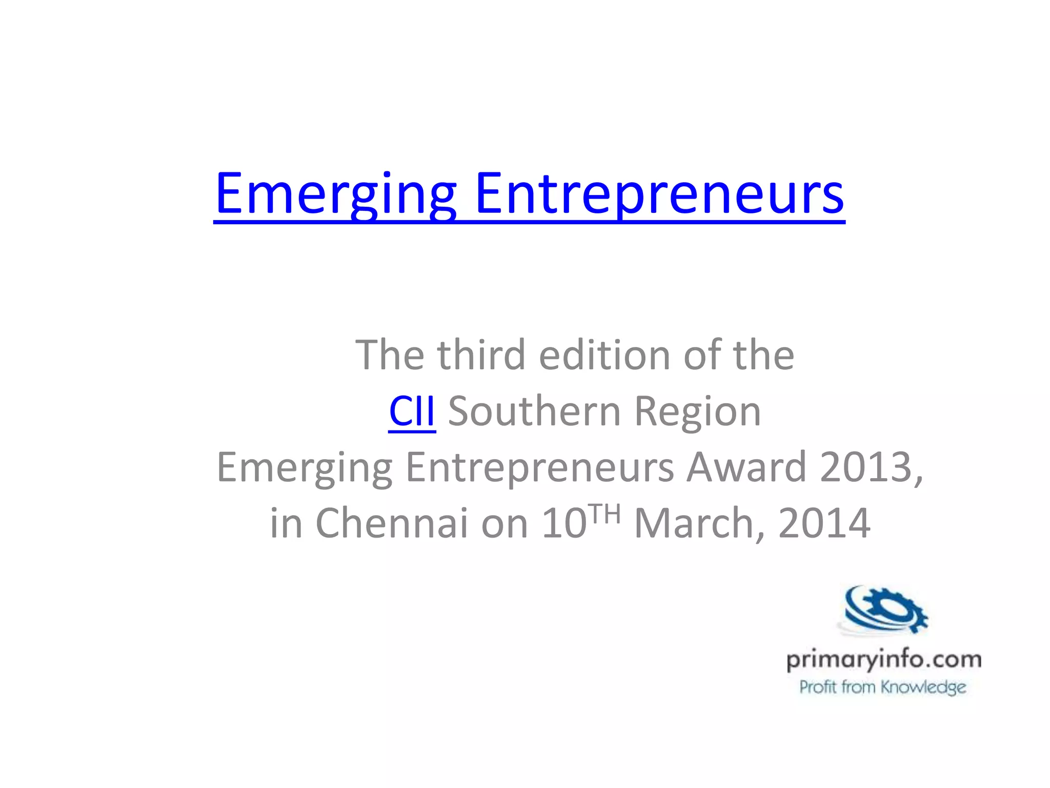 Emerging entrepreneurs | PPTX