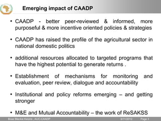 Emerging impact and progress on CAADP implementation | PPT