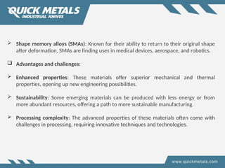 Emerging materials in metal processing: beyond the conventional | PPTX