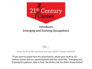 Emerging and Evolving Occupations | PPT