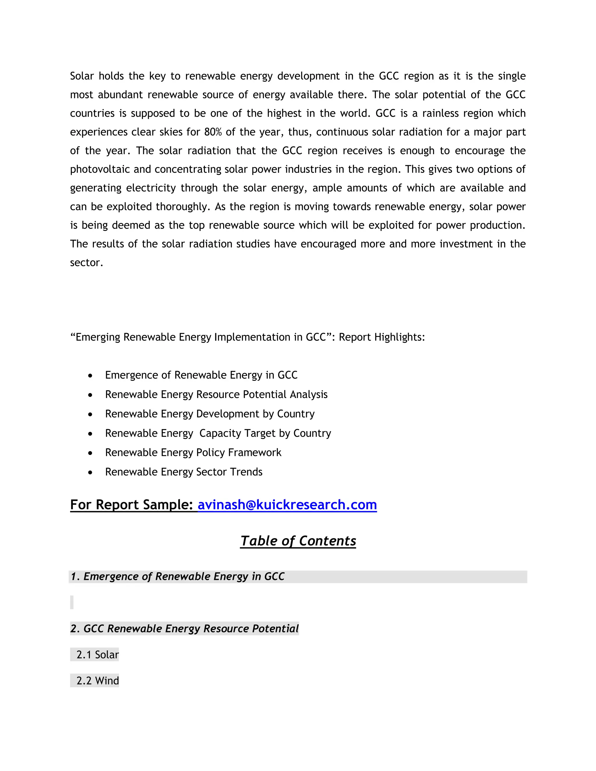 Emerging renewable energy implementation in gcc | PDF