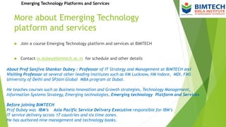 Emerging technology platform and services by Prof. S. S. Dubey | PDF