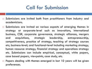 Call For Papers : Emerging themes in strategy | PDF