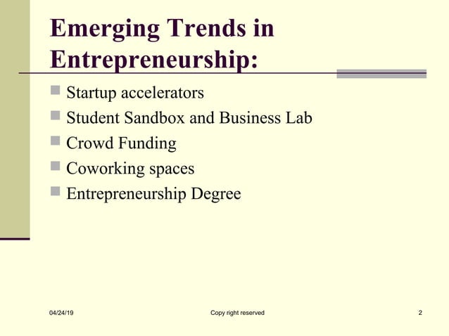 Emerging trend in entrepreneurship | PPT