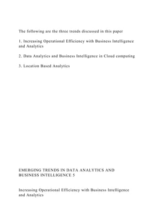 EMERGING TRENDS IN DATA ANALYTICS AND BUSINESS INTELLIGENCE 1 .docx