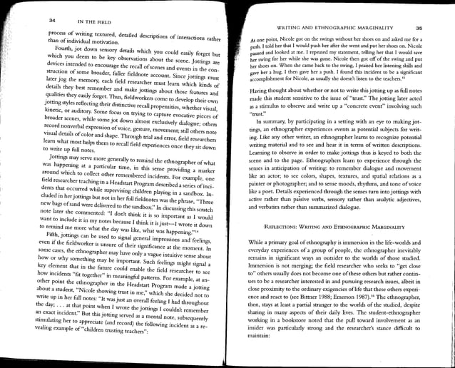 Emerson, et al writing ethnographic field notes | PDF