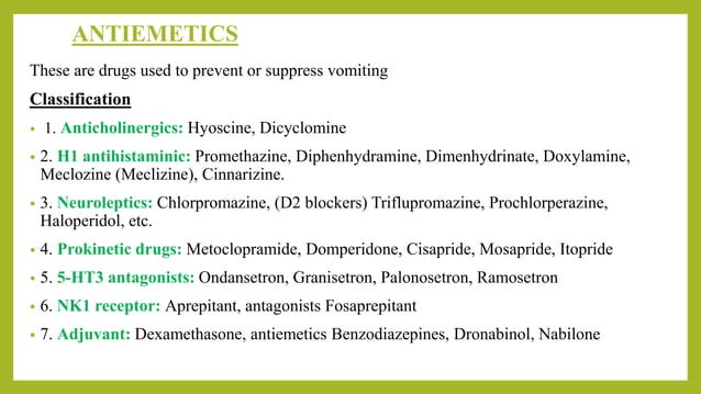 EMETIC AND ANTI- EMETIC DRUGS PHARMACOLOGY.pptx | Digestive Disorders ...