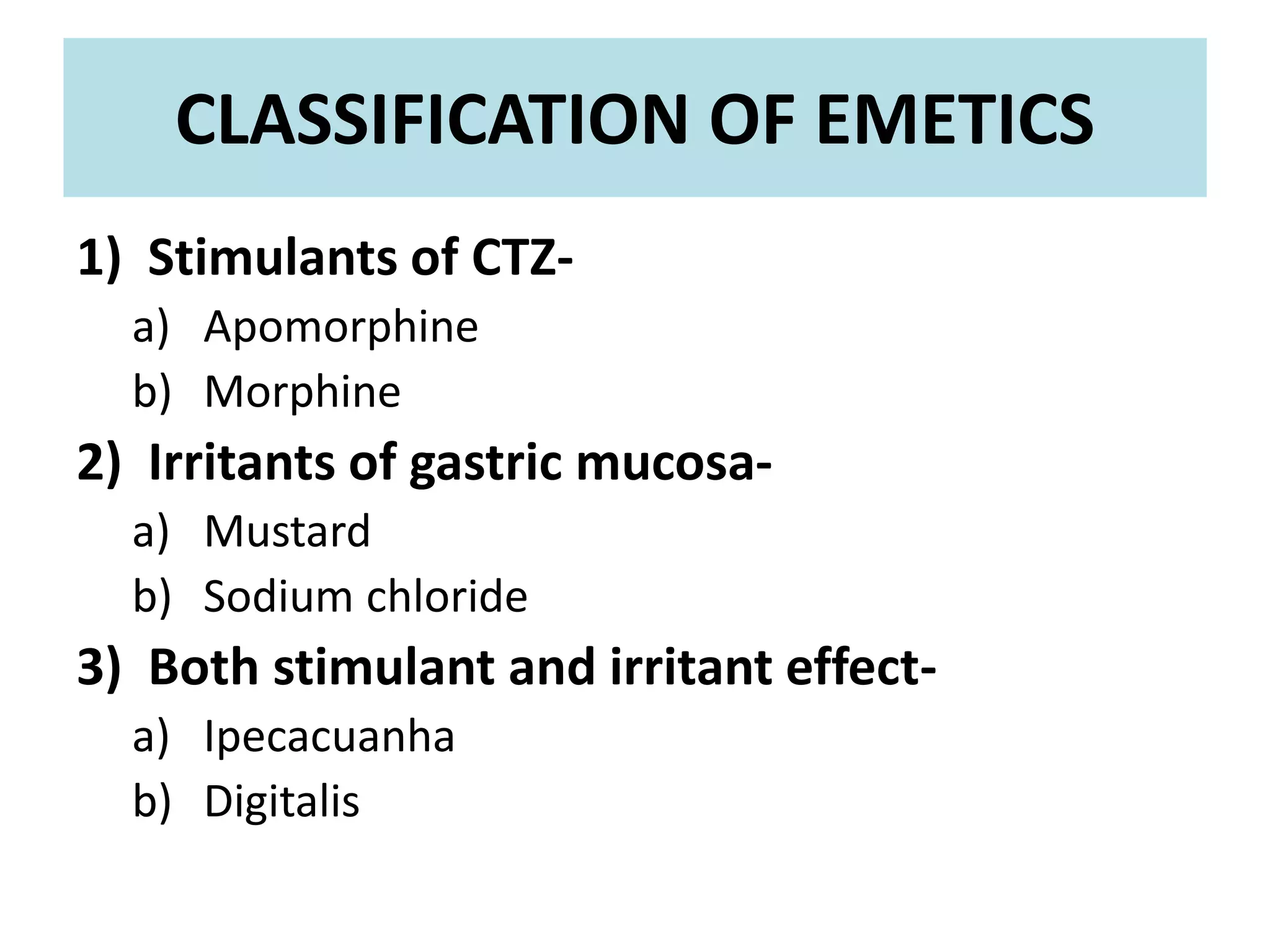 Emetics | PPTX | Chemistry | Science