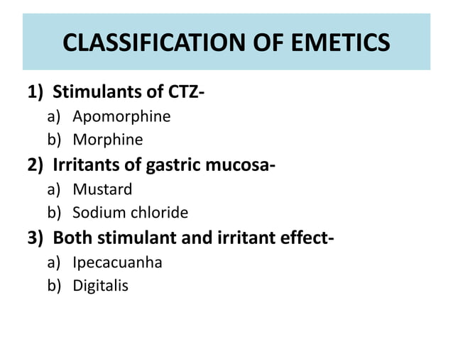 Emetics | PPTX | Chemistry | Science