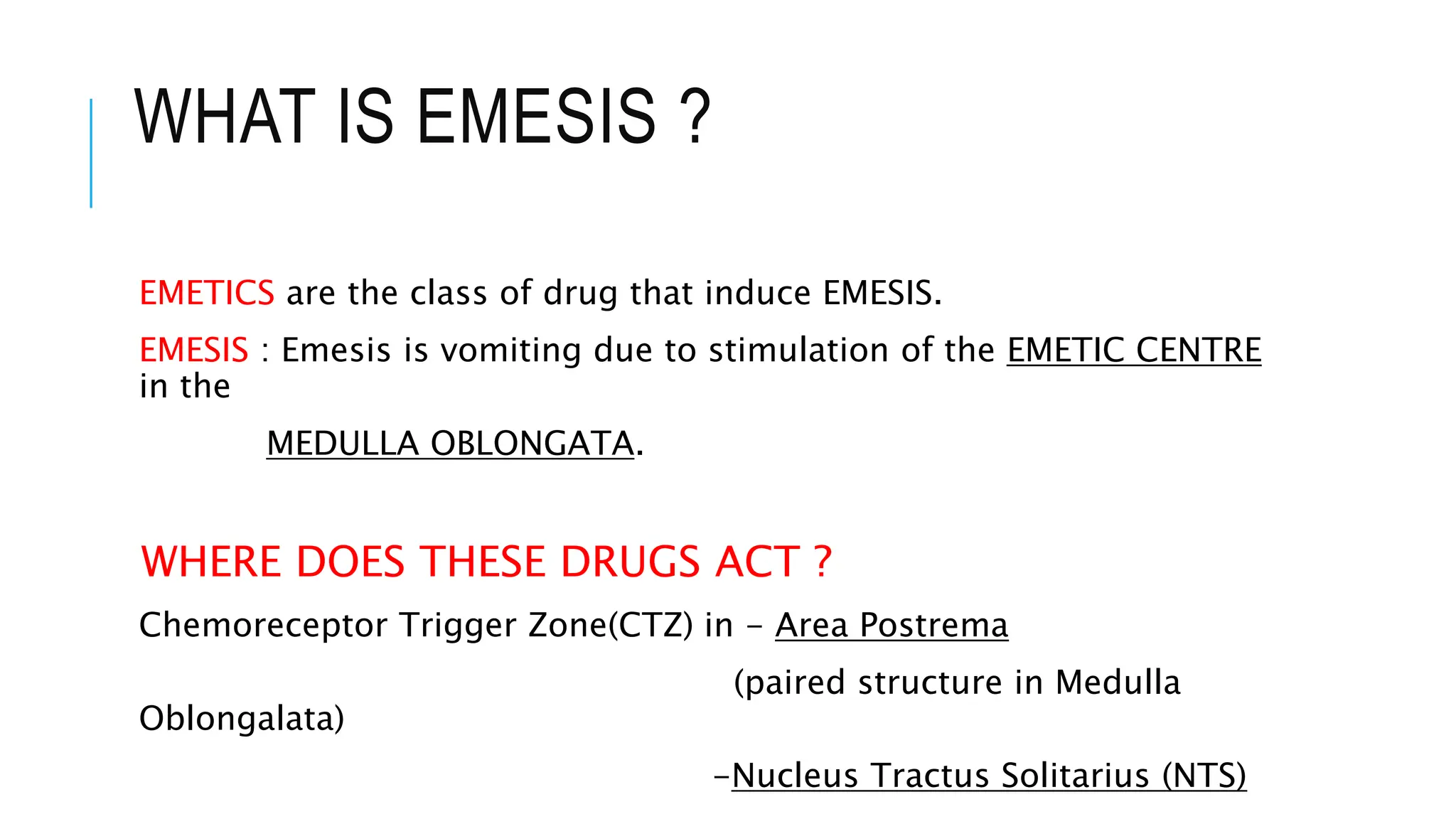 Emetics Drug Class of Pharmacology in Pharmacy | PPTX