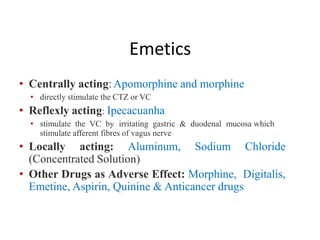 Emetics and anti emetics | PPTX
