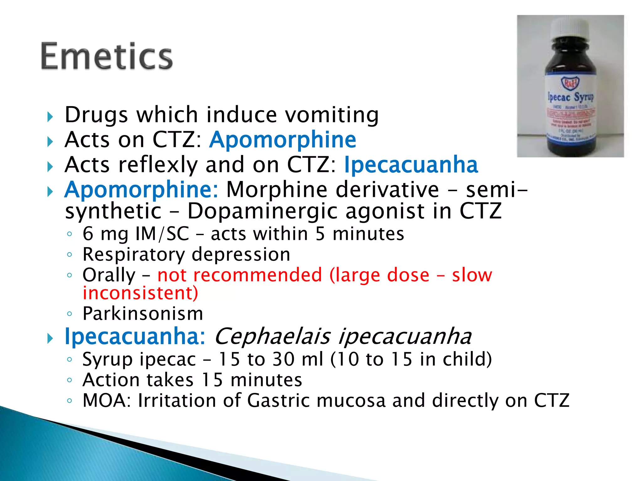 Emetics and antiemetics | PPTX