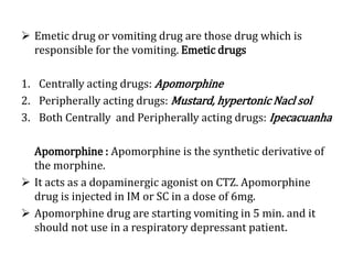 Emetics and anti emetics | PPT