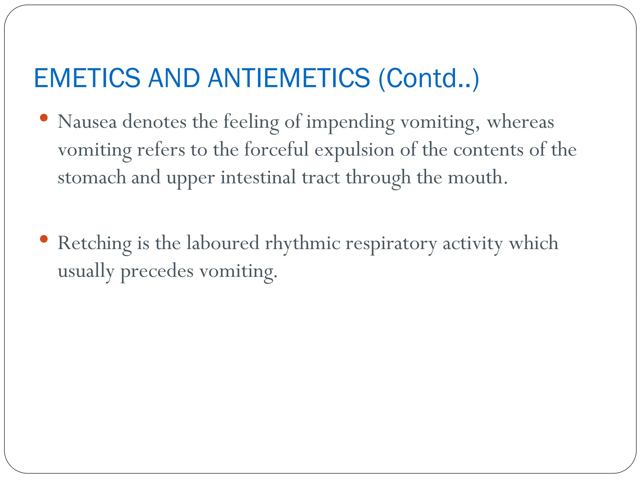 EMETICS AND ANTIEMETICS and classificationppt | PPT
