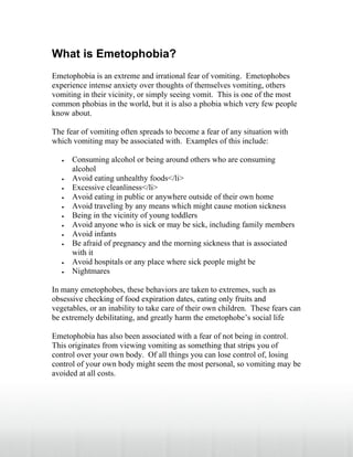 Emetophobia causes and cures | PDF