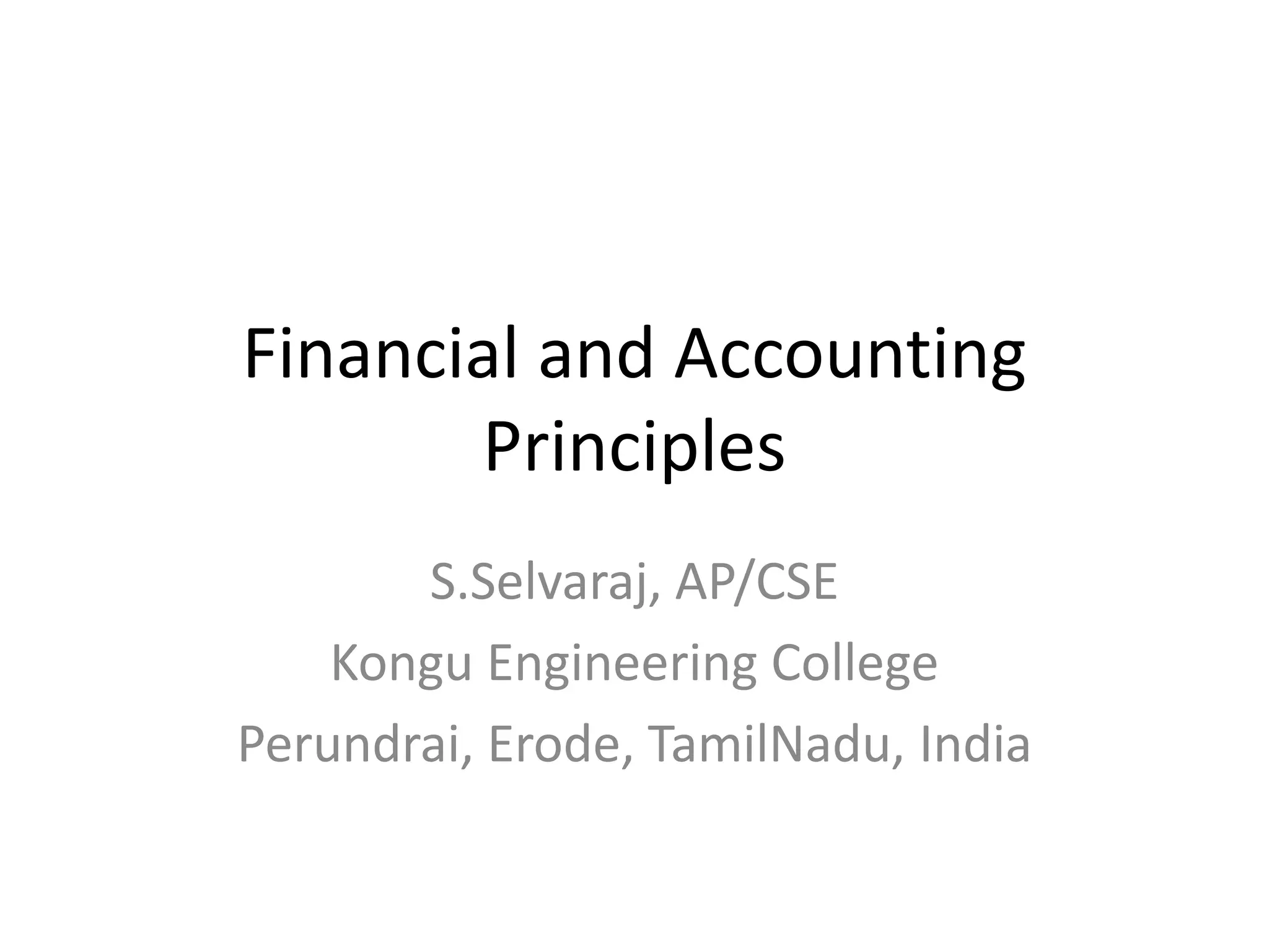 Financial and Accounting Principles | PPTX