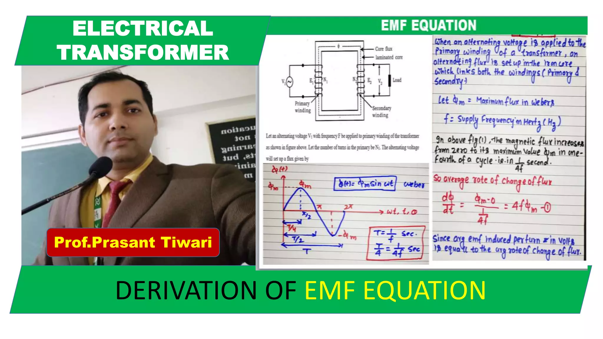EMF EQUATION OF TRANSFORMER,TRANSFORMATION RATIO OF TRANSFORMER|DAY 3 ...