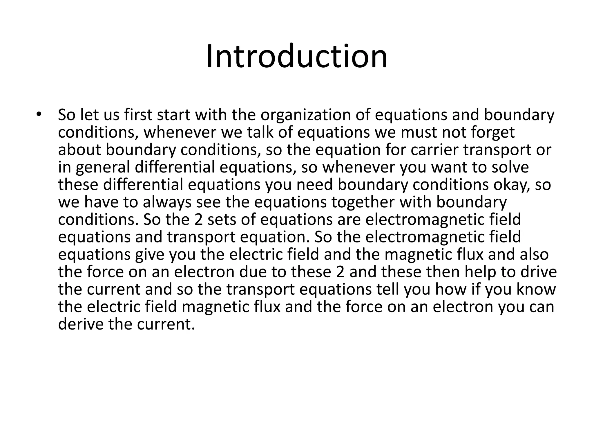 Em field and transport equation | PPTX