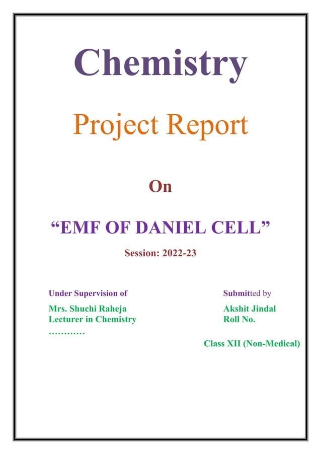 EMF OF DANIEL CELL.docx | Chemistry | Science