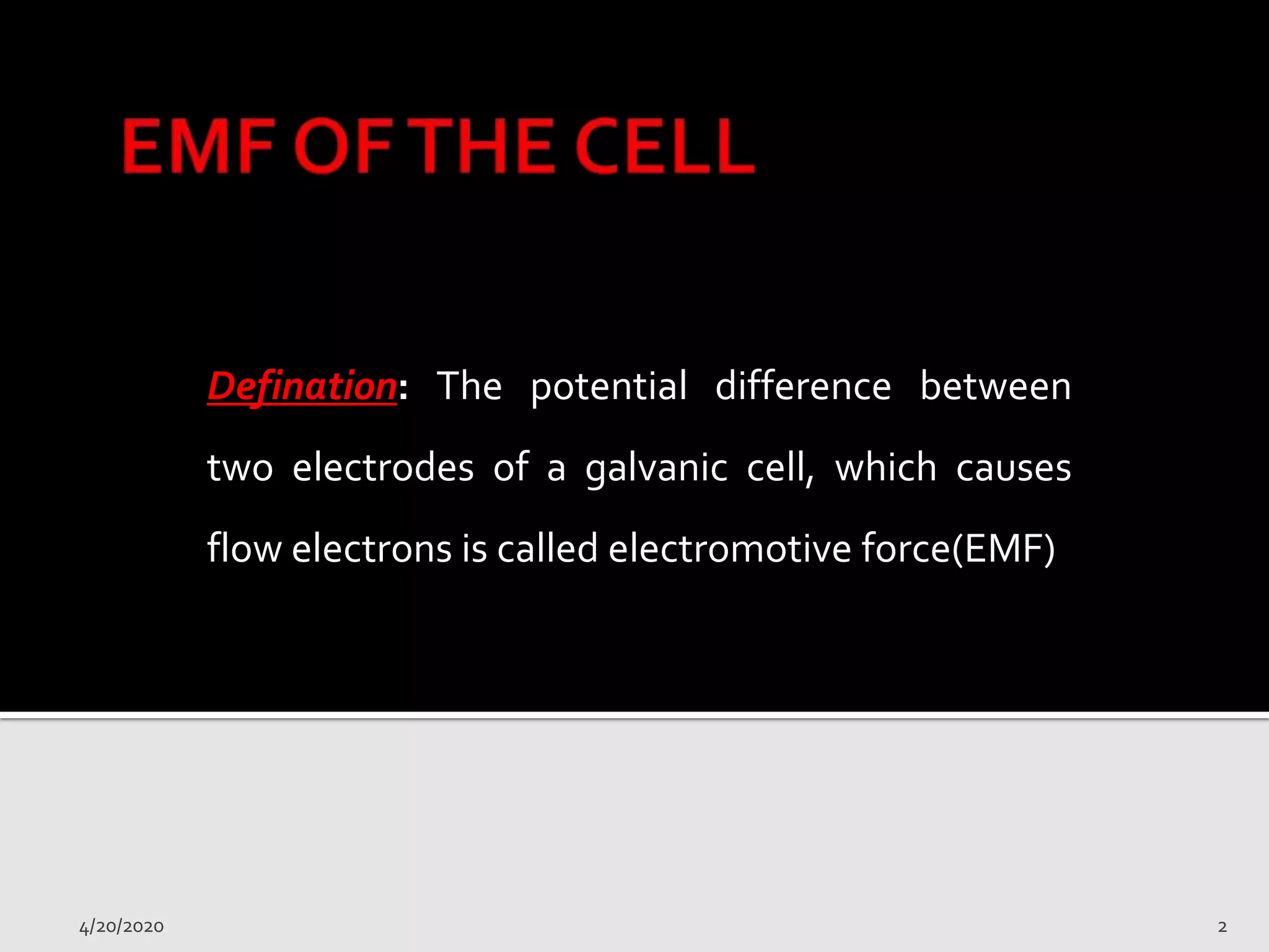Emf of the cell(ELECTRO CHEMISTRY) | PPTX