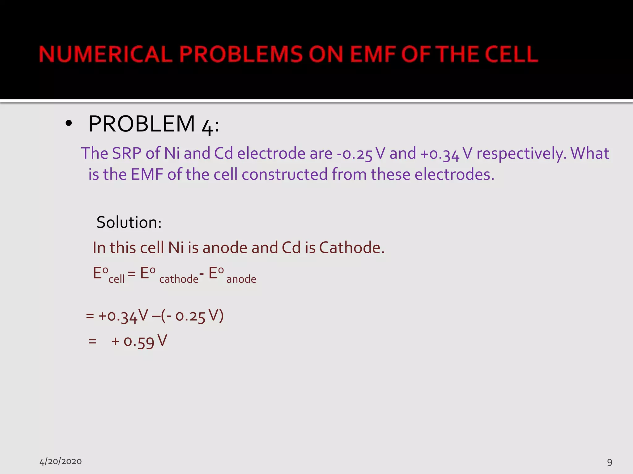 Emf of the cell(ELECTRO CHEMISTRY) | PPTX