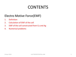 Emf of the cell | PPTX