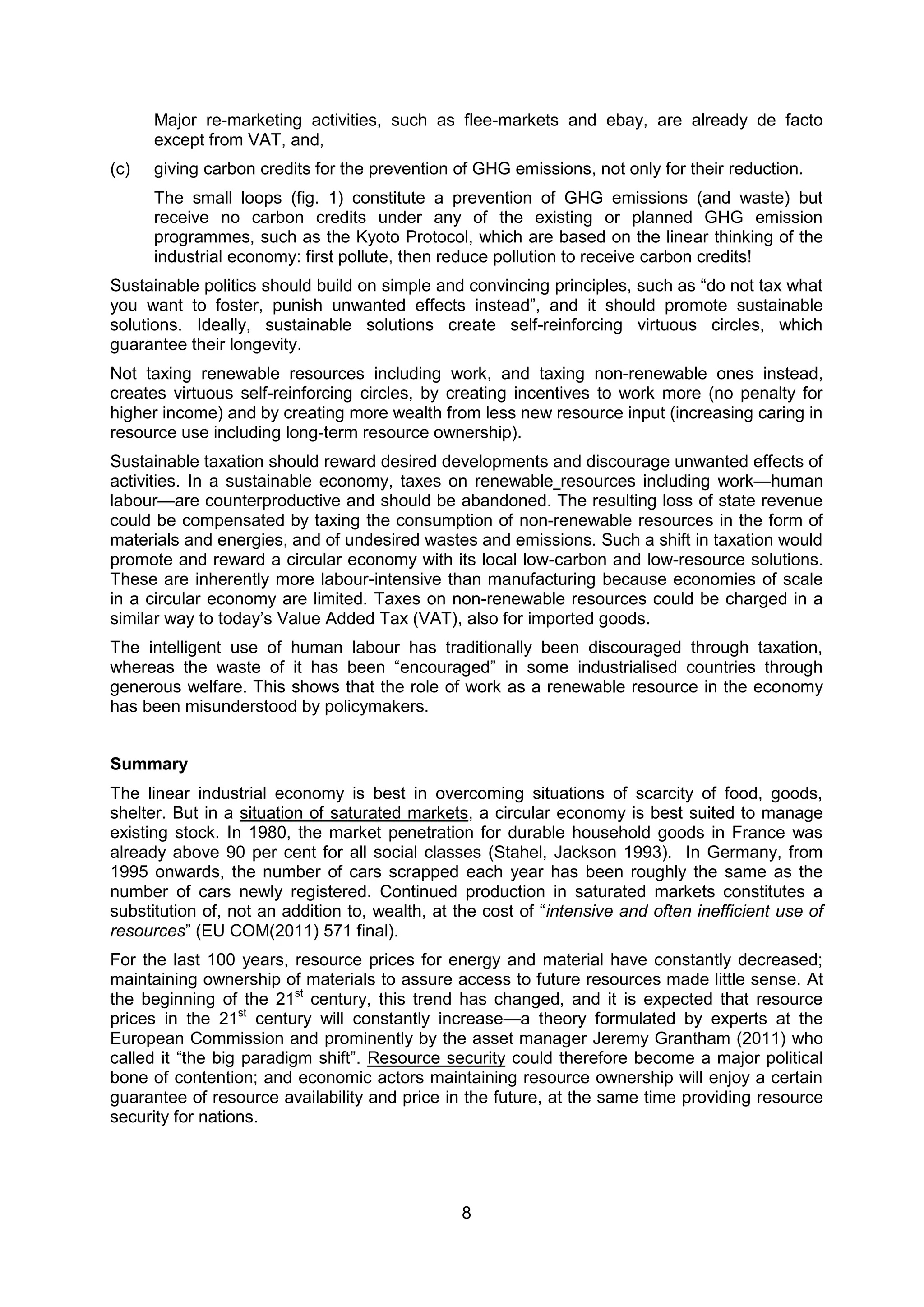 article Walter Stahel on Circular Economy | PDF