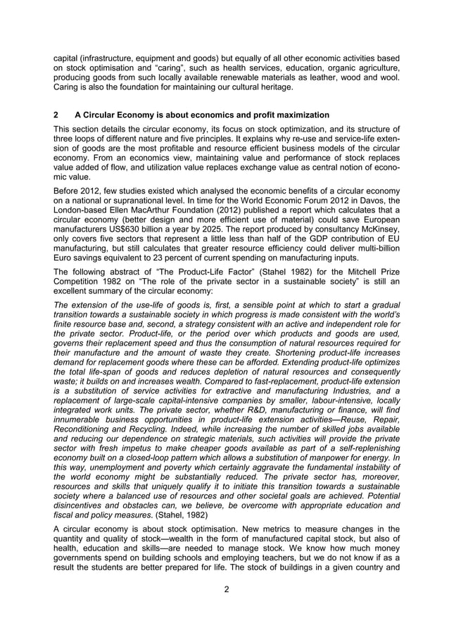 article Walter Stahel on Circular Economy | PDF