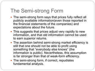 Efficient market Hypothesis that explains the Capital asset pricing ...
