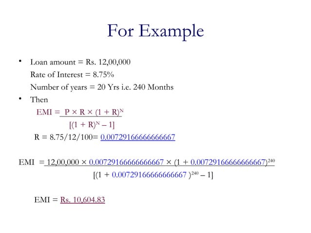 Emi calculation | PPT | Business Accounting & Finance | Business